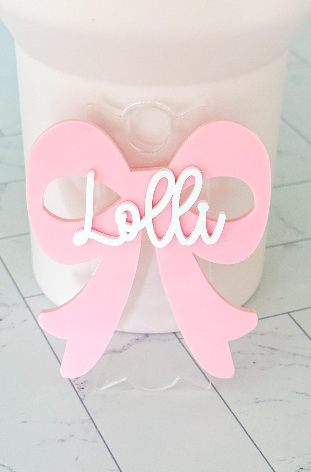 20 or 30 Ounce Stanely Bow Name Tag, Bow Tumbler Topper, Bow Tumbler ...