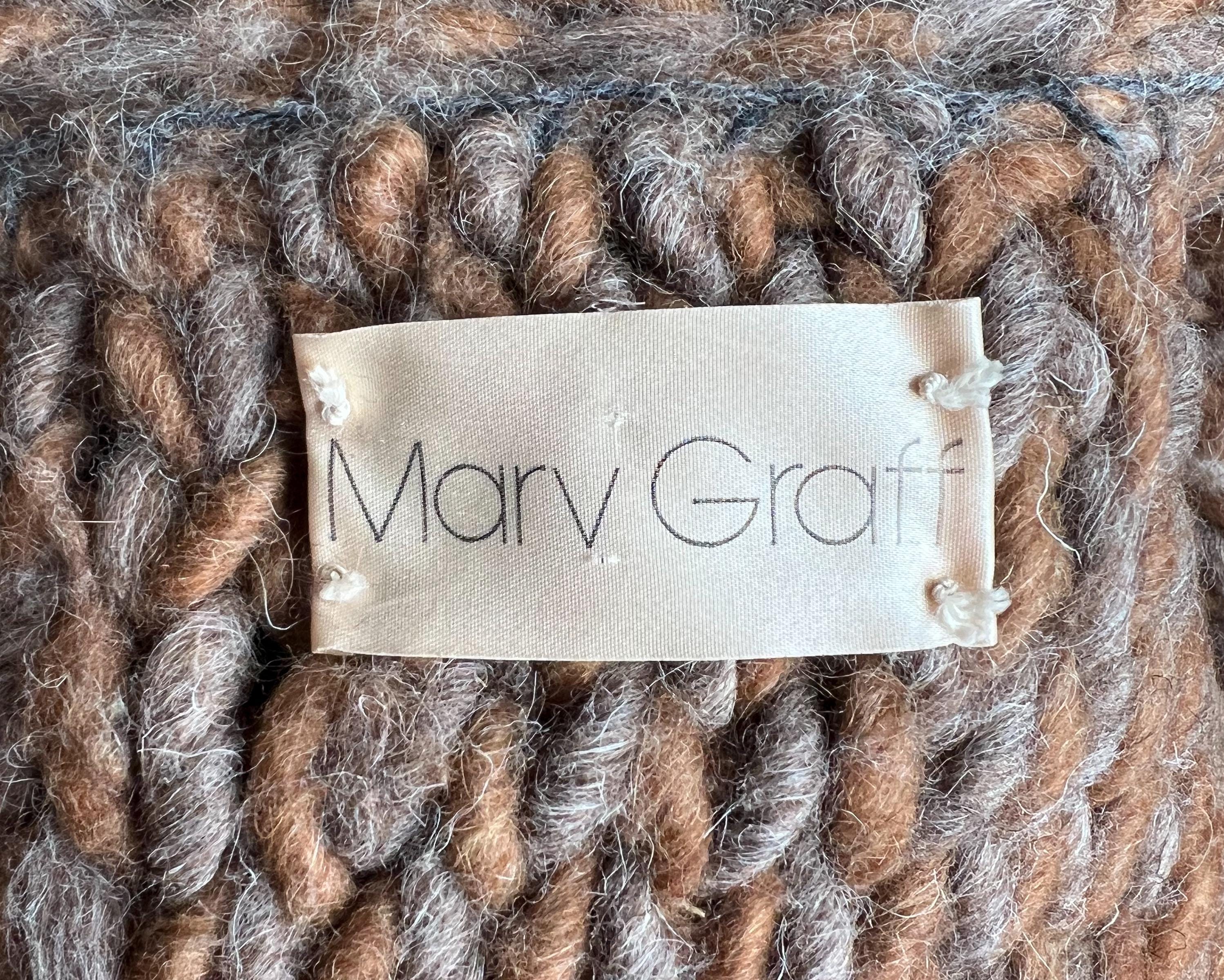 Vintage 1970s Marv Graff Hand Loomed Thick Wool Sweater Feather Detail ...