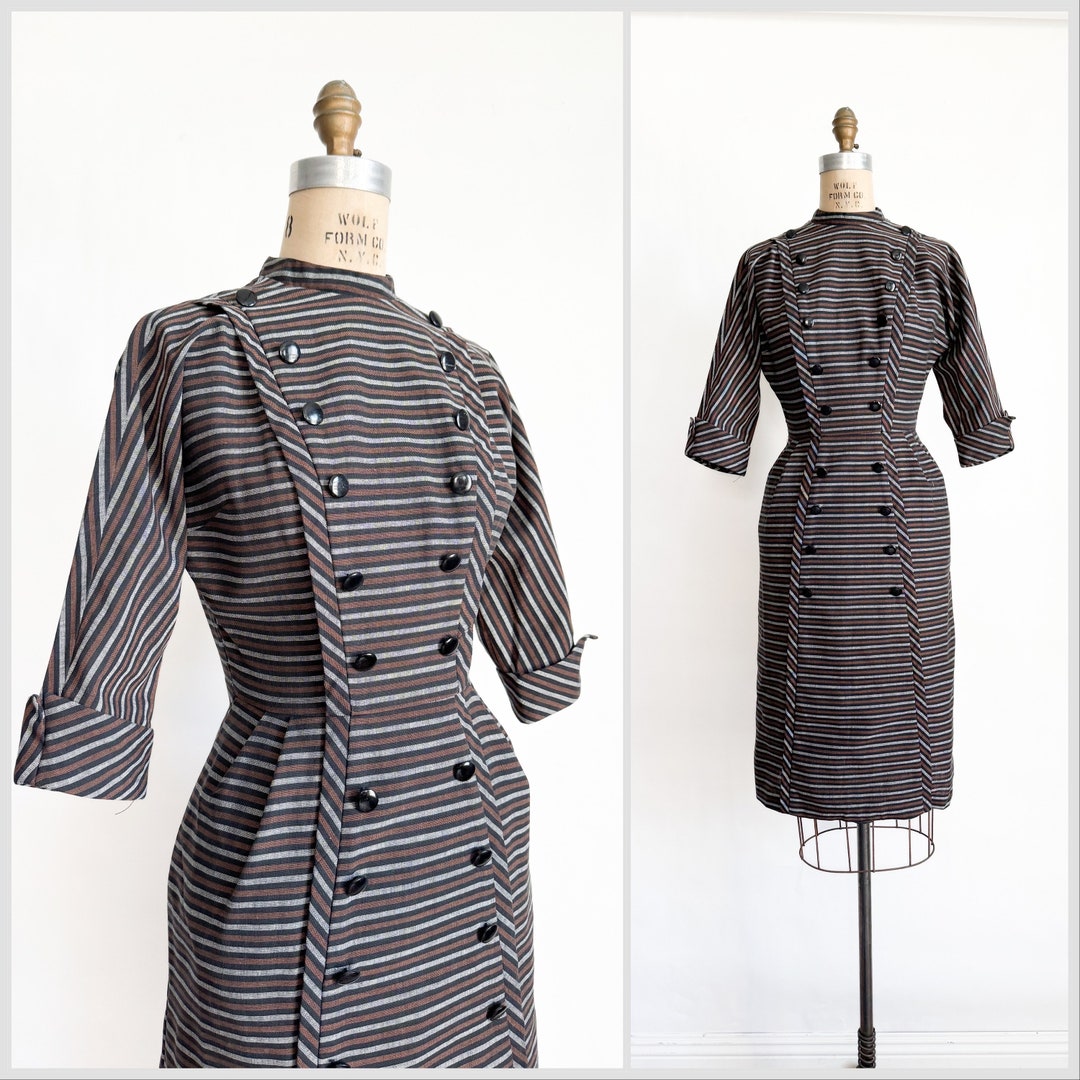 Vintage 1950s 60s Mitzi Morgan Striped Wiggle Pencil Skirt Dress S - Etsy