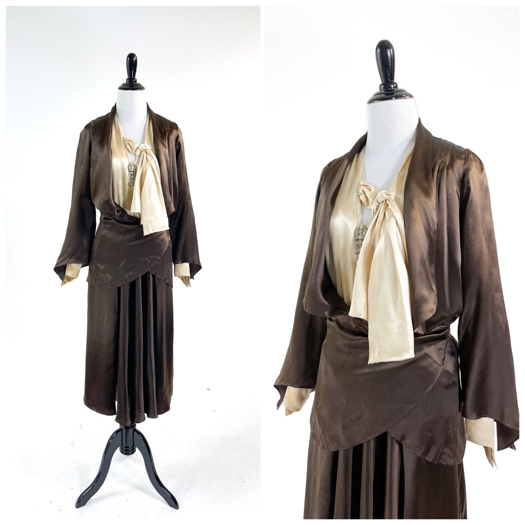 Stunning! Vintage 1930s Deco Satin Dress Jacket Set XS S - Etsy