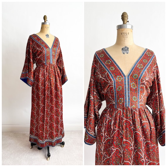 Vintage 1970s Aananda Indian Cotton Design Thai Print… - Gem