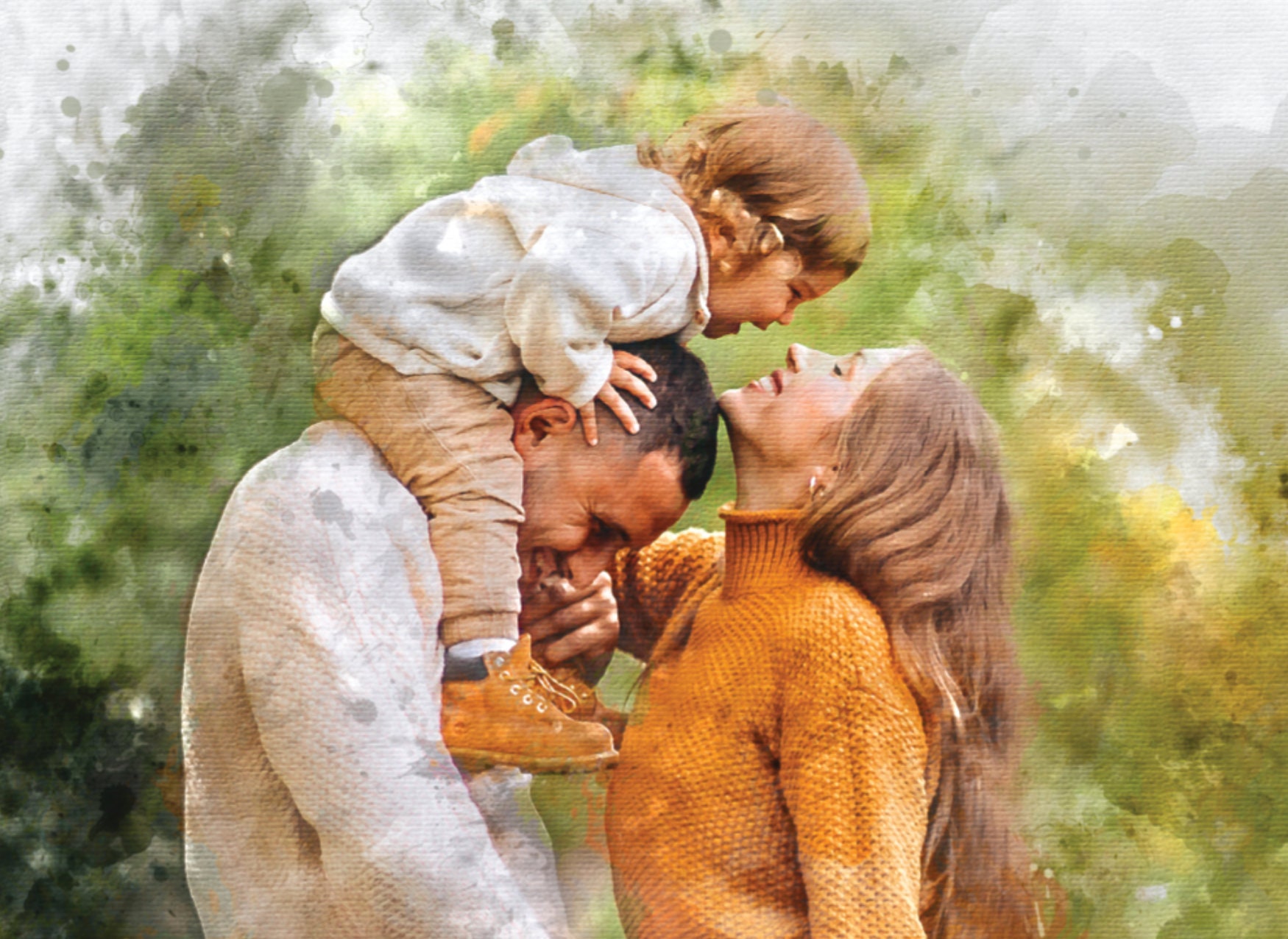 Custom Watercolour Family Portrait, Personalised Painting From Photo - Etsy