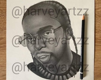 Lil Tjay Portrait Drawing A4 - Etsy