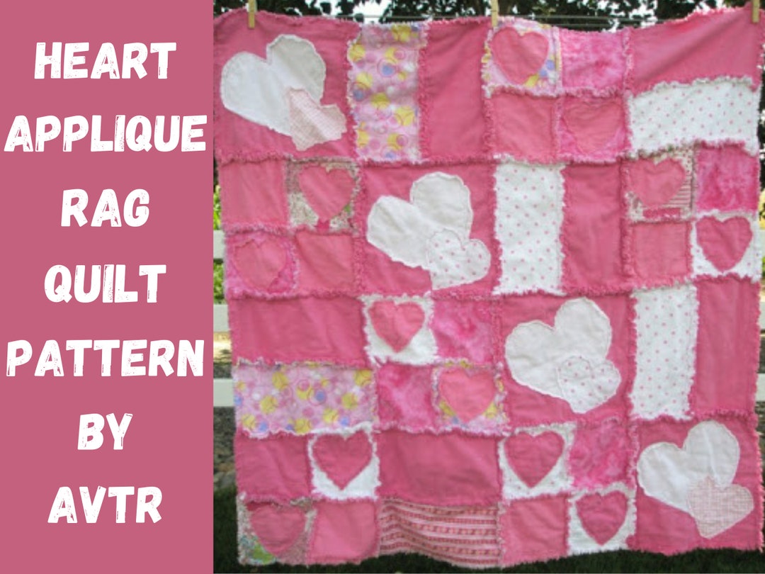 Heart Rag Quilt Pattern, Heart Quilt Pattern, Scrappy Quilt for Easy ...