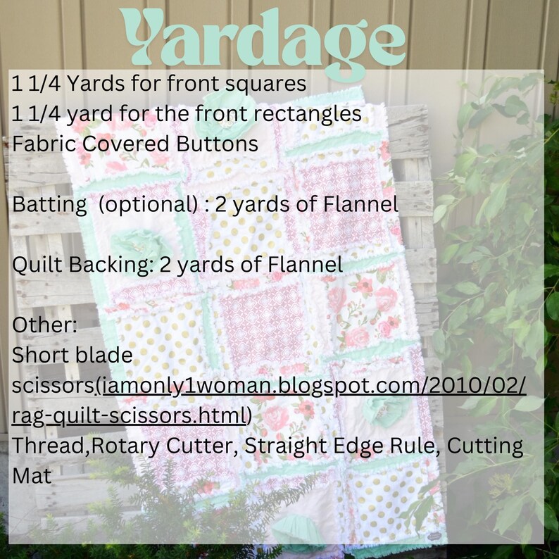 Flower Applique Rag Quilt Pattern PDF | Easy Baby Quilt Patterns for ...