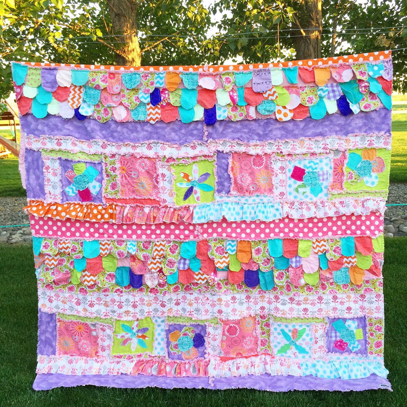Sew Girly Rag Quilt Pattern, Modern Quilt Pattern, Applique Quilt ...