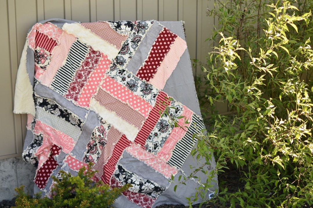 Rail Fence Rag Quilt Pattern for Rag Quilt Throw Size Modern - Etsy Canada