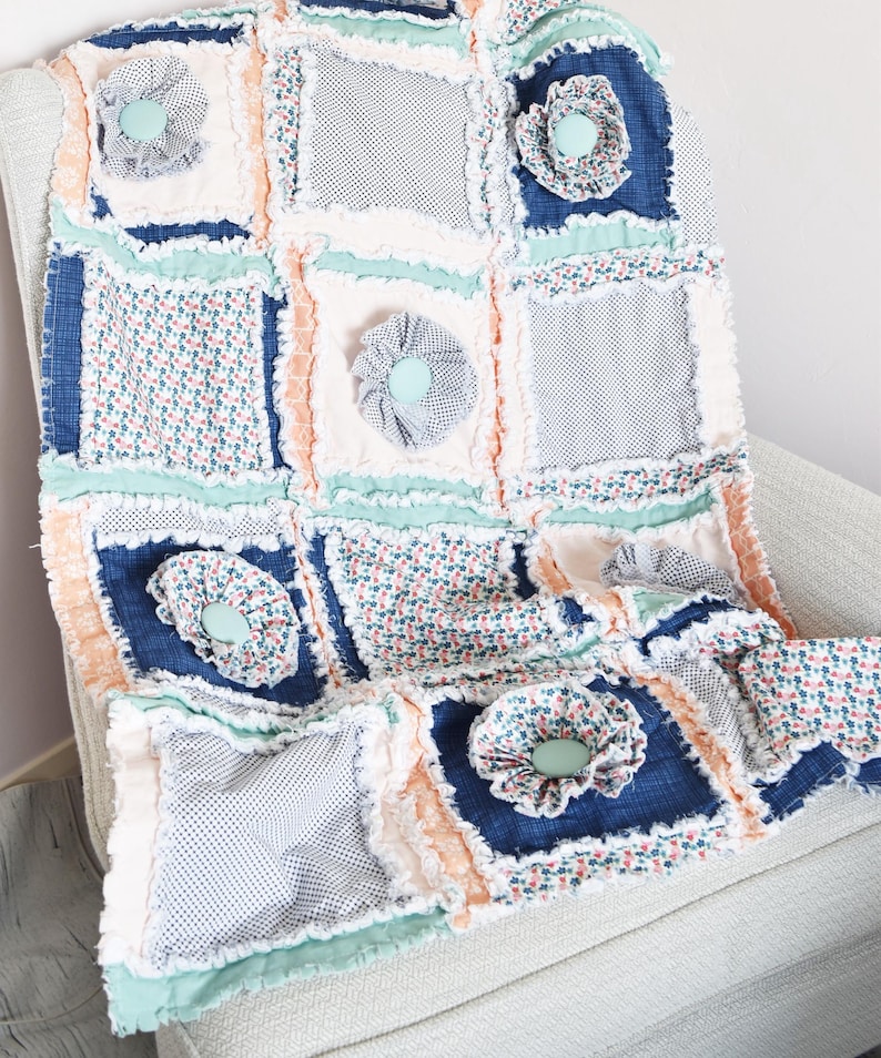 Flower Applique Rag Quilt Pattern PDF | Easy Baby Quilt Patterns for ...