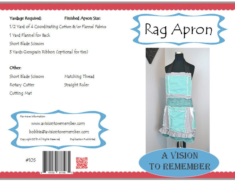 Apron Pattern Pdf Wrap Around Apron Sewing Patterns Etsy