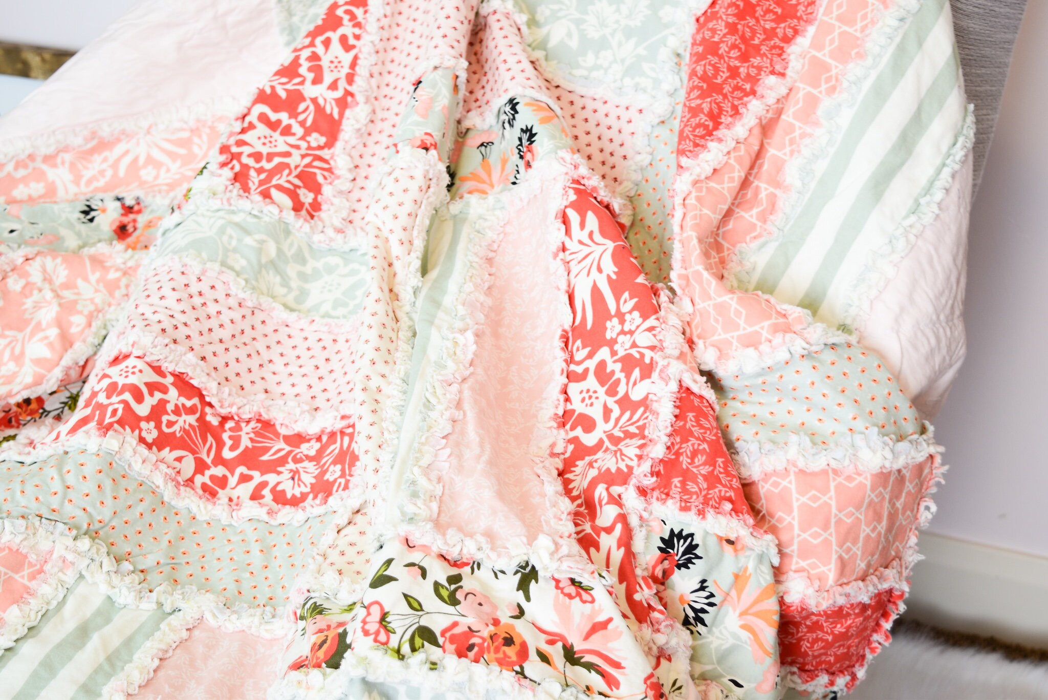 Rail Fence Rag Quilt Pattern for Throw Size Rag Quilt Can Be - Etsy