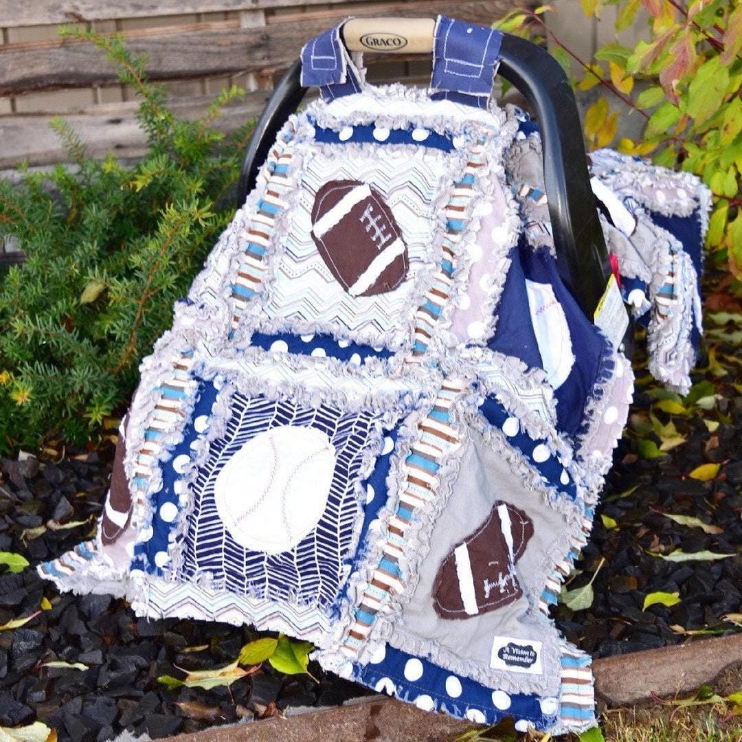 Sports Rag Quilt Beginner Sewing Pattern | DIY Baby Canopy Football ...