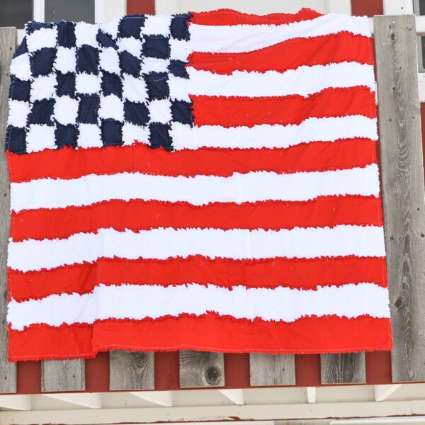 American Flag Rag Quilt - Etsy