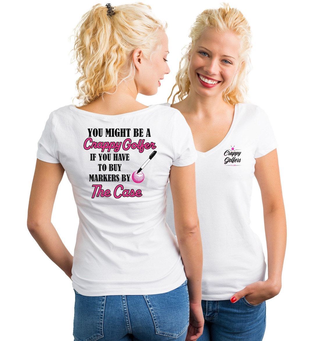 Crappy Golfers Club Funny Golf Shirts for Women Ball Markers Ladies ...