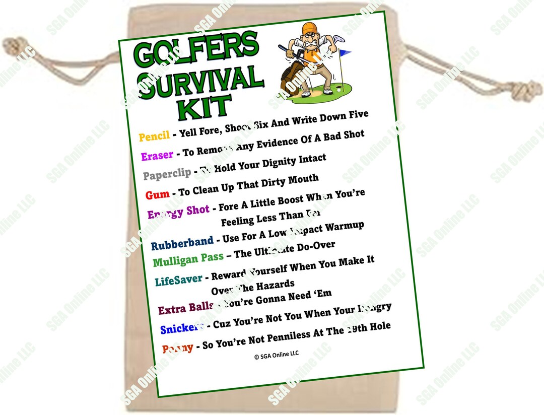 Funny Golf Survival Kit Card, Instant Download, Golf Gifts, Retirement ...