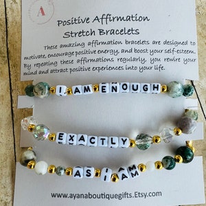Positive Affirmation Beaded Stretch Bracelet Set - Etsy