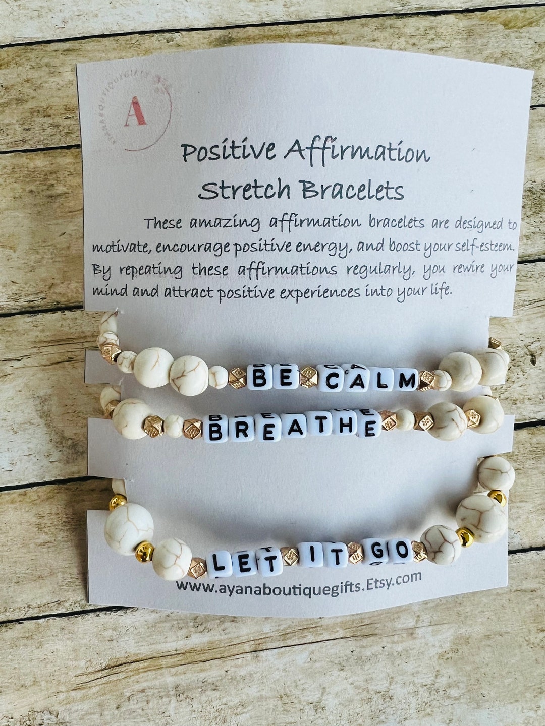 Positive Affirmations Beaded Stretch Bracelet Set - Etsy