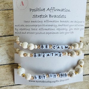 Positive Affirmations Beaded Stretch Bracelet Set - Etsy