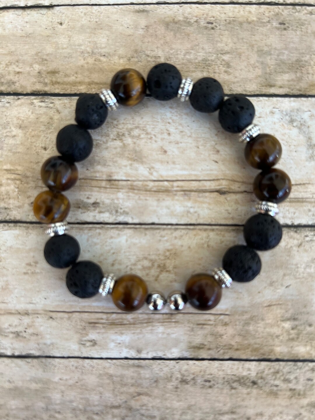 SHAKA COLLECTION: Men's Mixed Tiger's Eye and Lava Stone Stretch Beaded ...