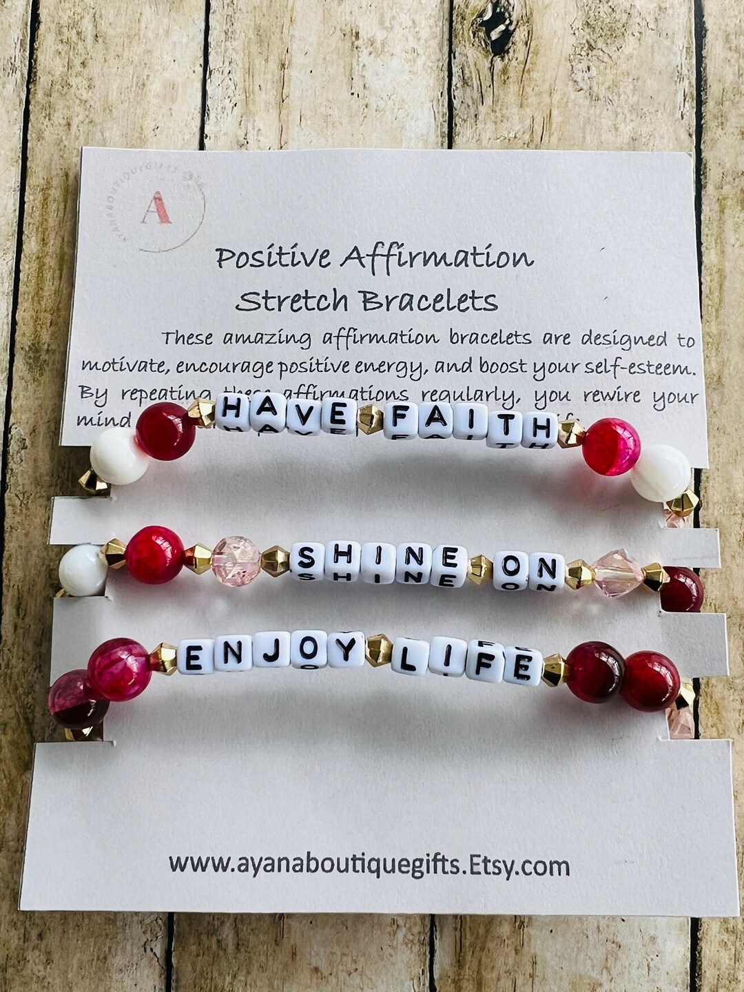 Positive Affirmations Beaded Stretch Bracelet Set - Etsy