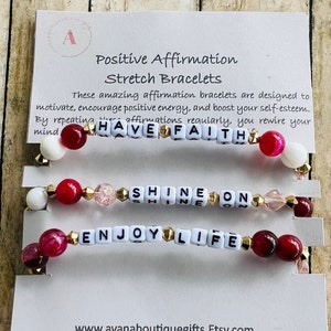 Positive Affirmations Beaded Stretch Bracelet Set - Etsy