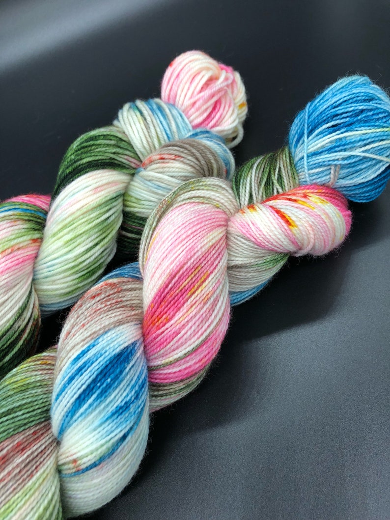 Hand Dyed Yarn Superwash Merino wool Pink Blue Green Tan | Etsy