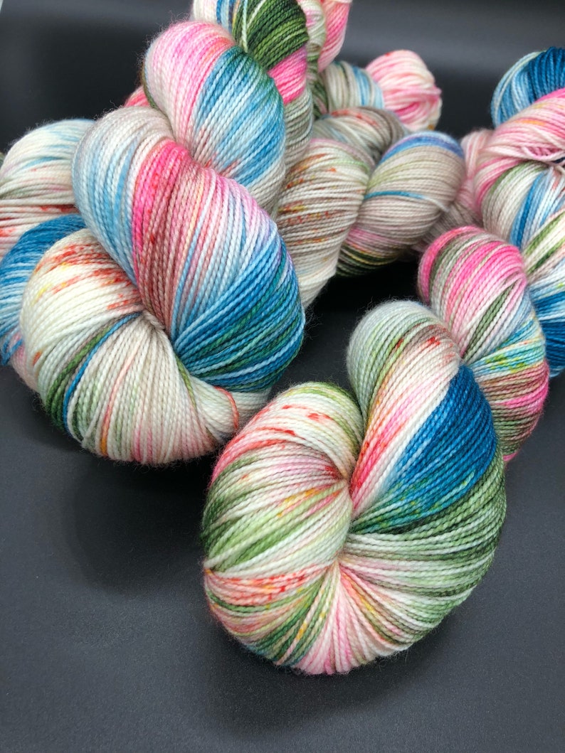 Hand Dyed Yarn Superwash Merino wool Pink Blue Green Tan | Etsy