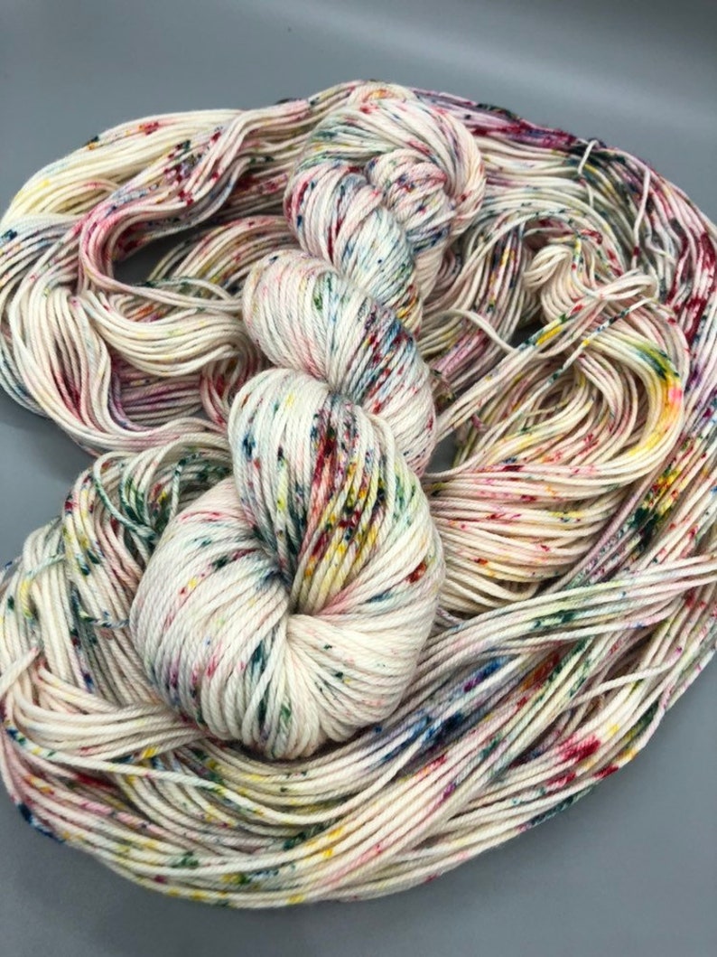 Hand Dyed Yarn Superwash Merino wool Rainbow Speckled | Etsy