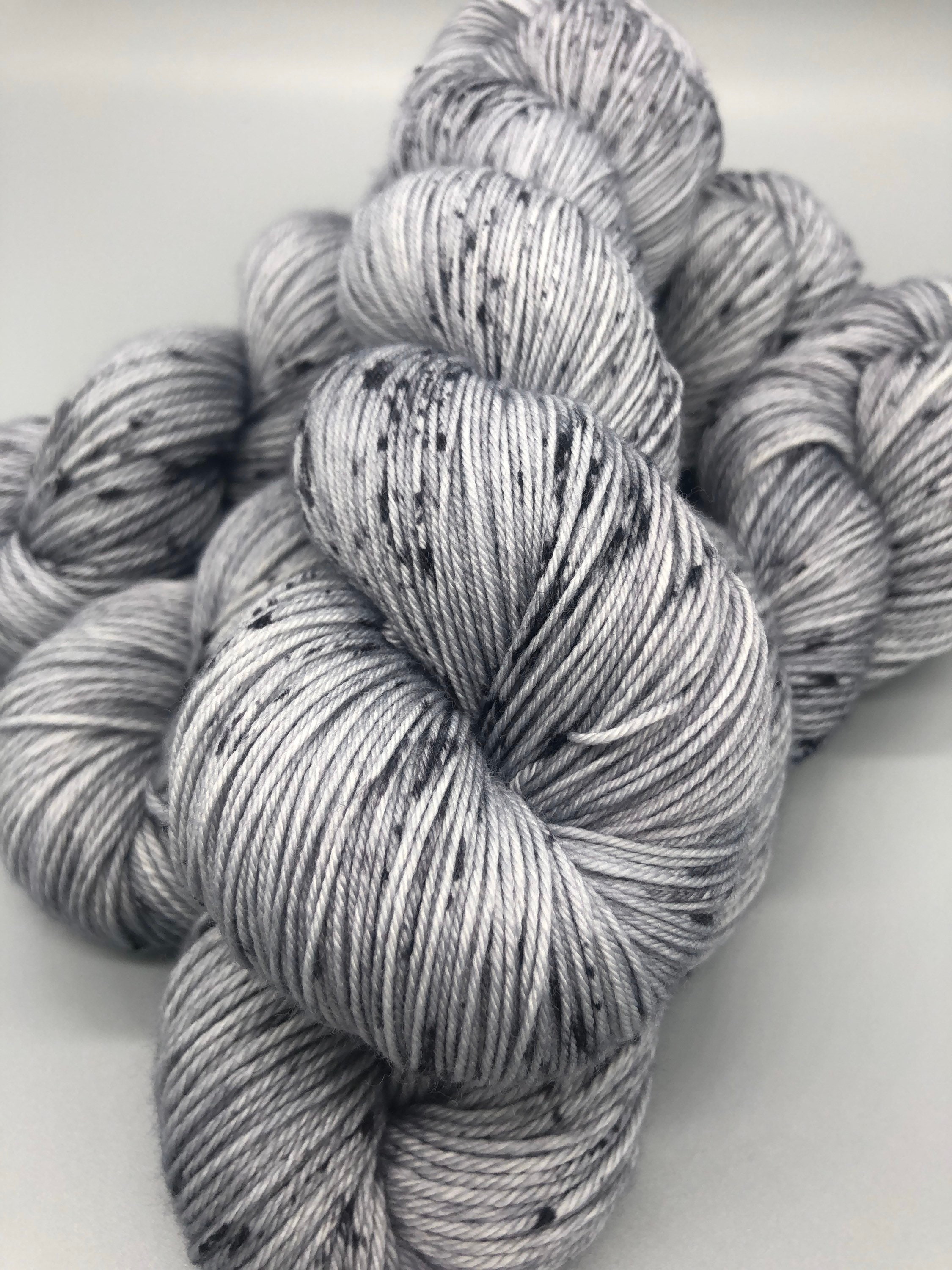 Hand Dyed Yarn Superwash Merino Wool Gray Base Speckled | Etsy