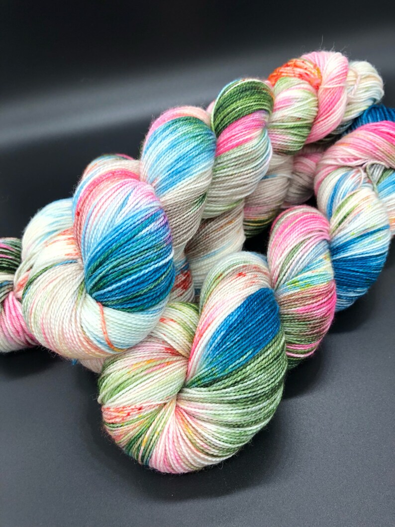 Hand Dyed Yarn Superwash Merino wool Pink Blue Green Tan | Etsy