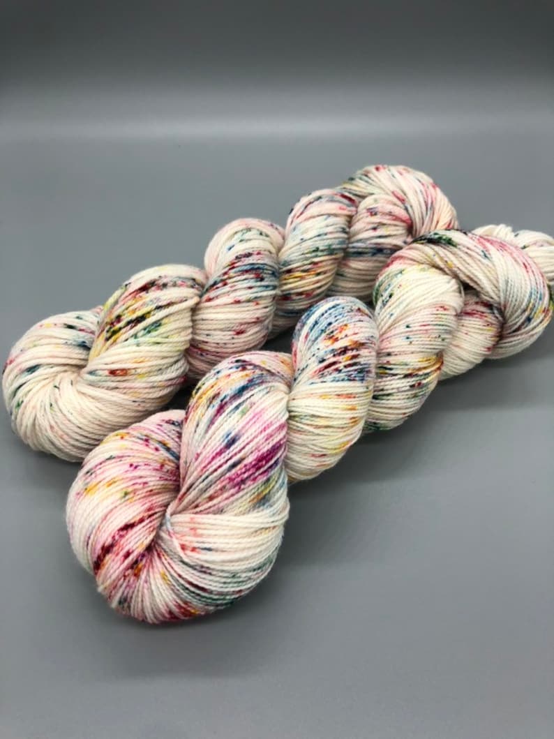 Hand Dyed Yarn Superwash Merino wool Rainbow Speckled | Etsy