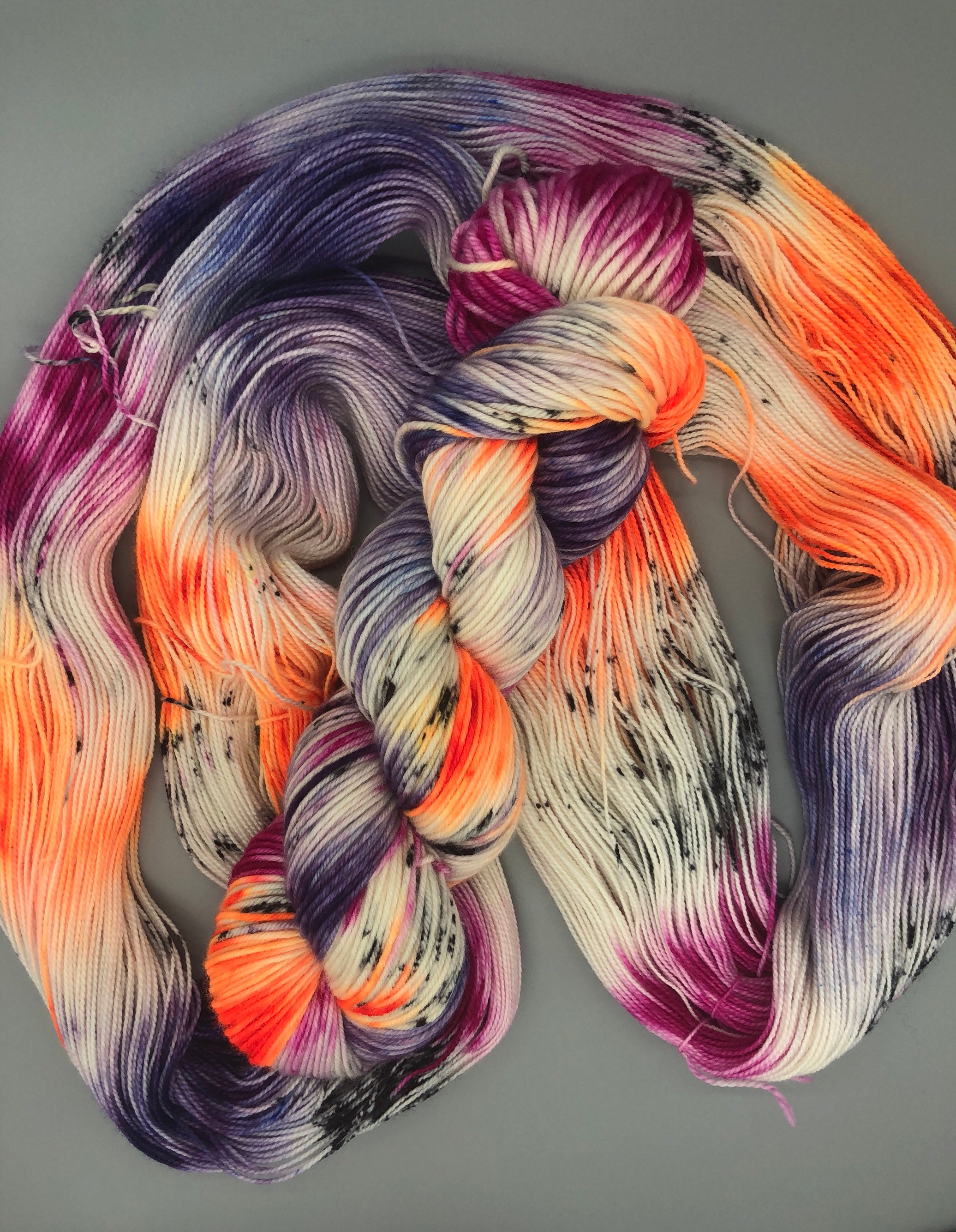 Hand Dyed Yarn Superwash Merino Wool Pink Purple Orange | Etsy