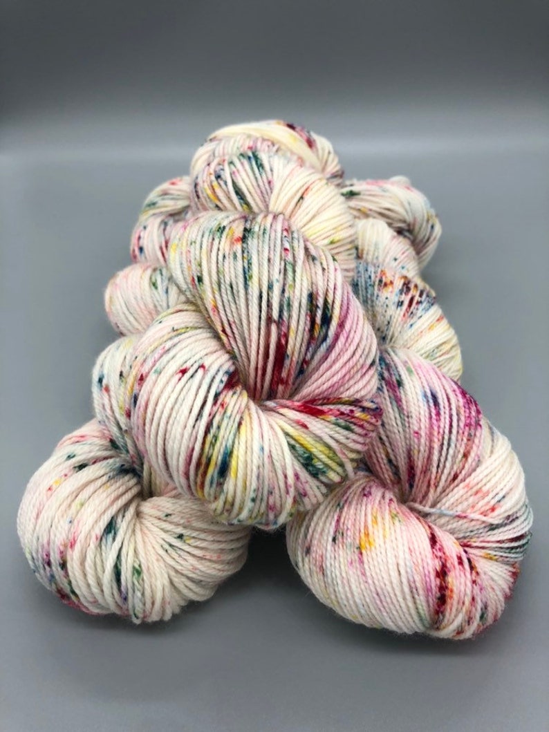 Hand Dyed Yarn Superwash Merino wool Rainbow Speckled | Etsy