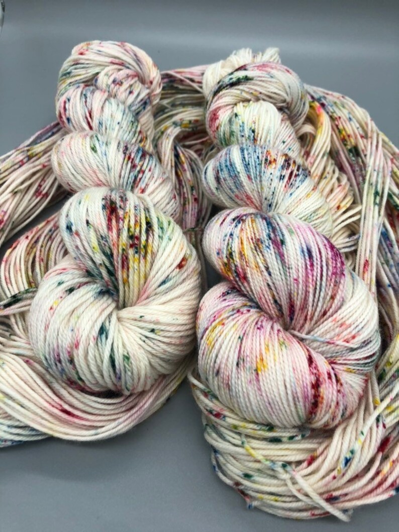 Hand Dyed Yarn Superwash Merino wool Rainbow Speckled | Etsy