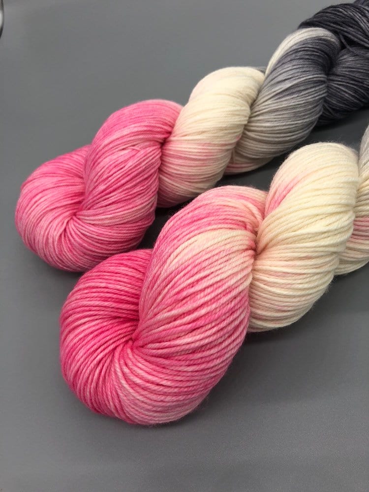 Hand Dyed Yarn Superwash Merino wool Pink White Gray | Etsy