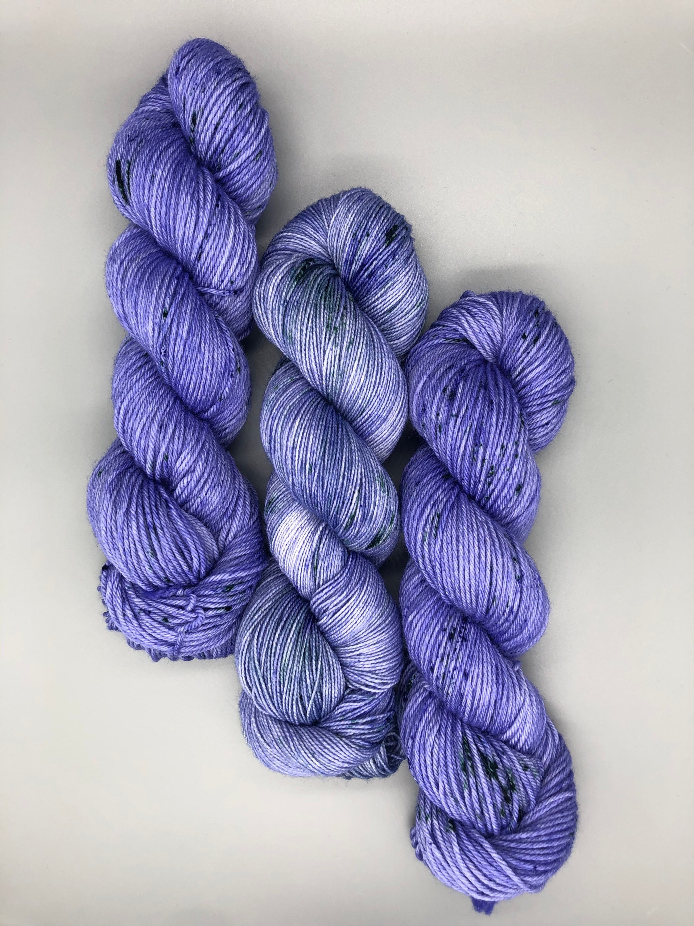 Hand Dyed Yarn Superwash Merino wool Purple Green Speckled | Etsy