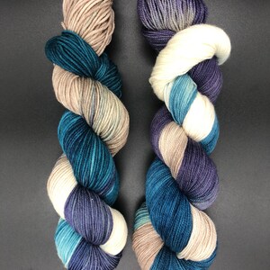 Hand Dyed Yarn, Superwash Merino Wool, Purple Grey, Blue, Brown ...