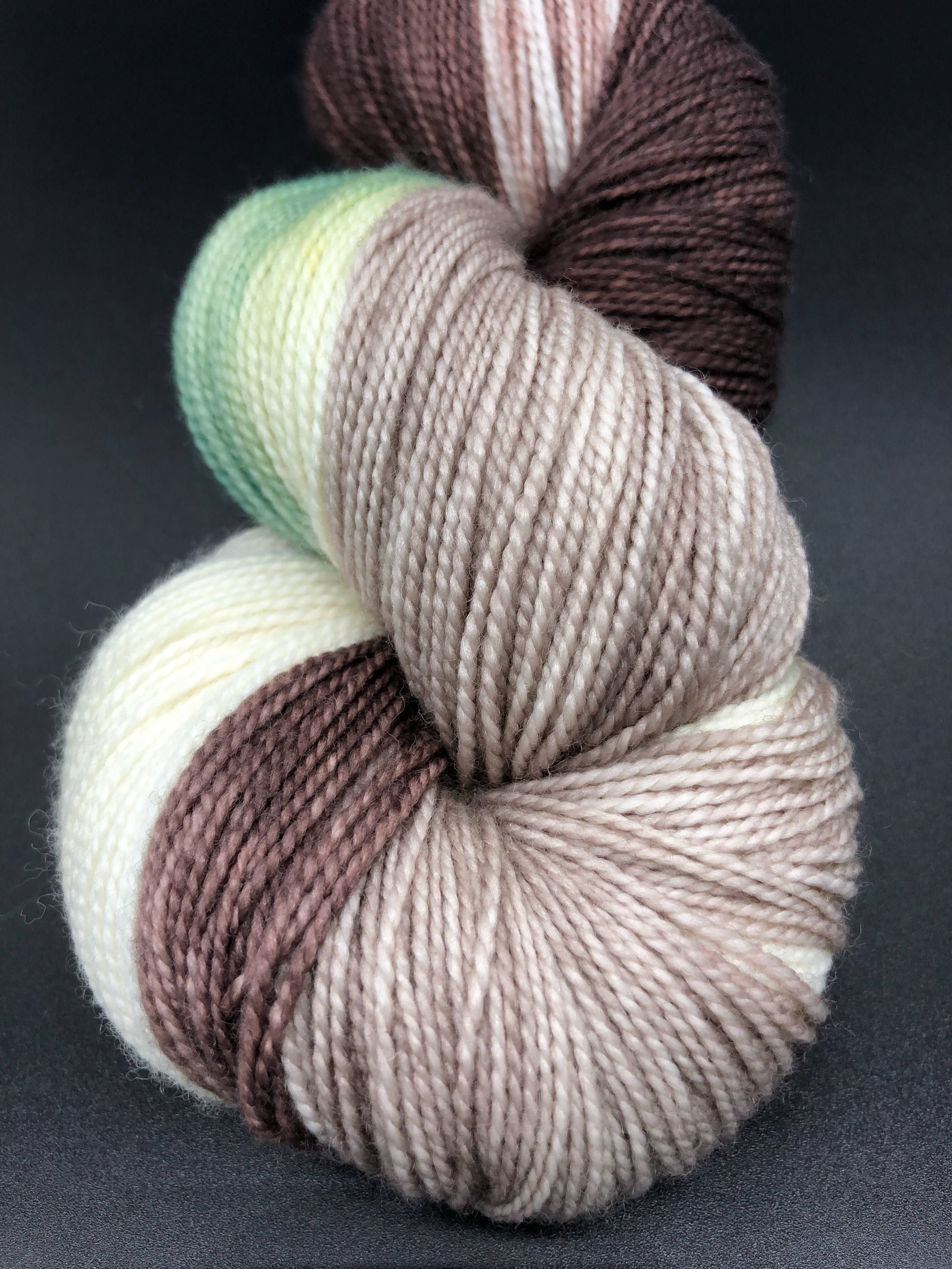 Hand Dyed Yarn Superwash Merino wool Green Brown Tan | Etsy