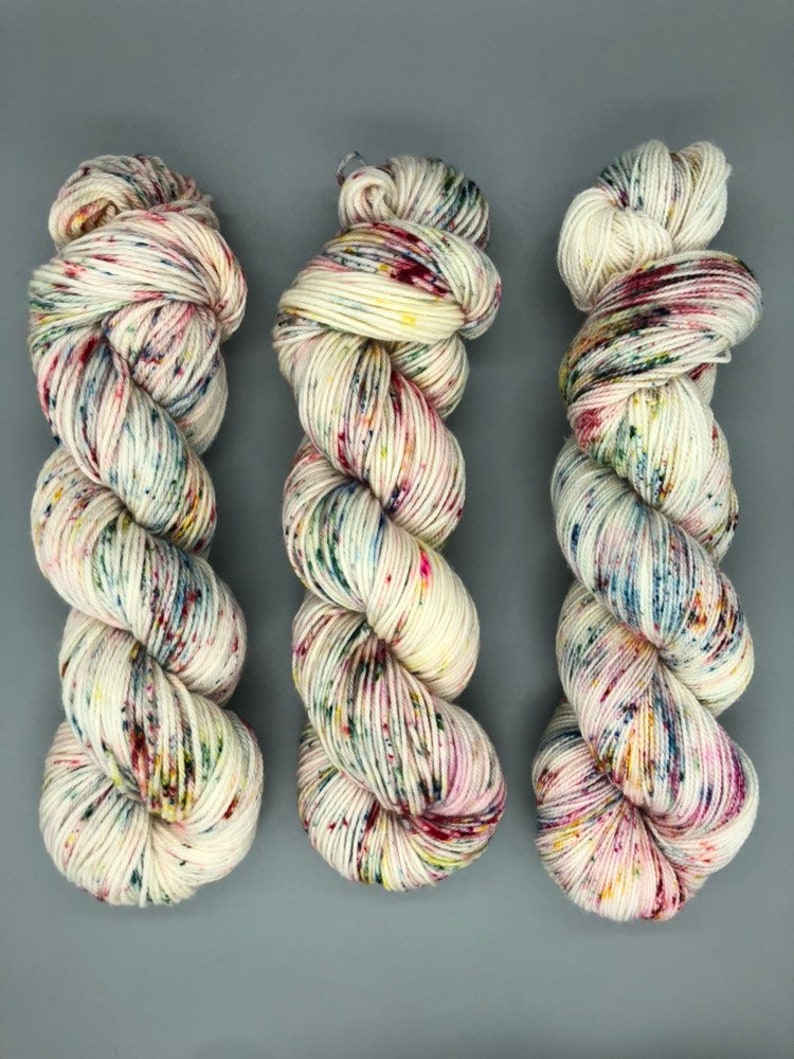 Hand Dyed Yarn Superwash Merino wool Rainbow Speckled | Etsy