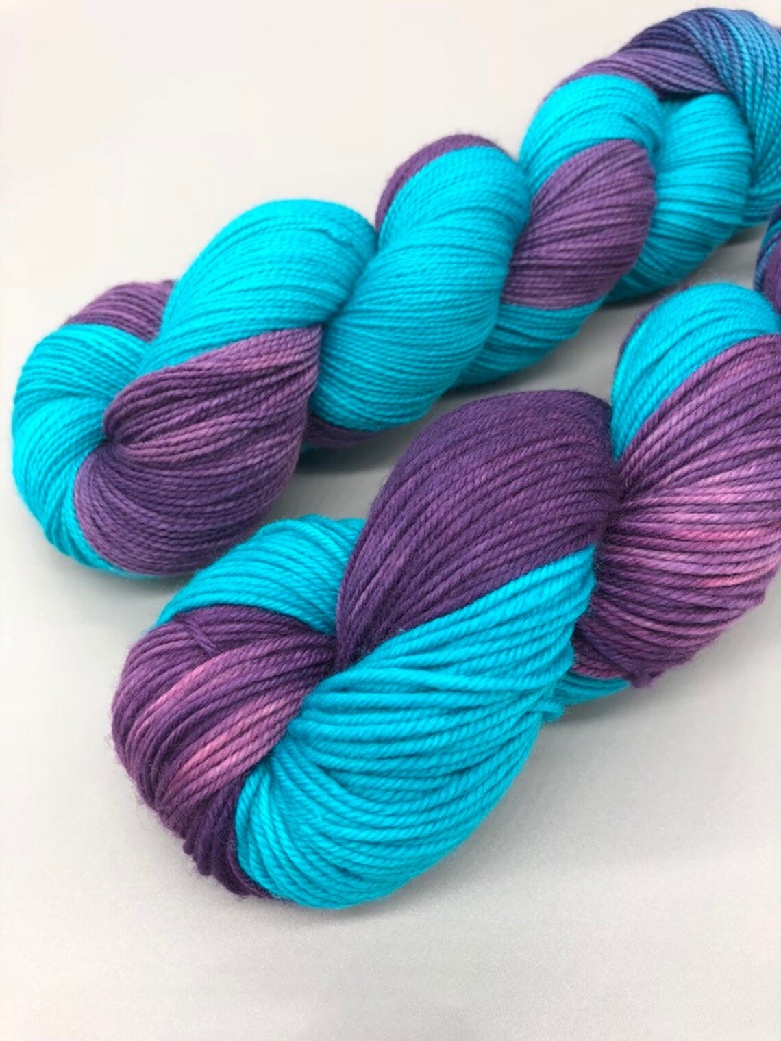 Hand Dyed Yarn Superwash Merino Wool Turquoise Purple - Etsy