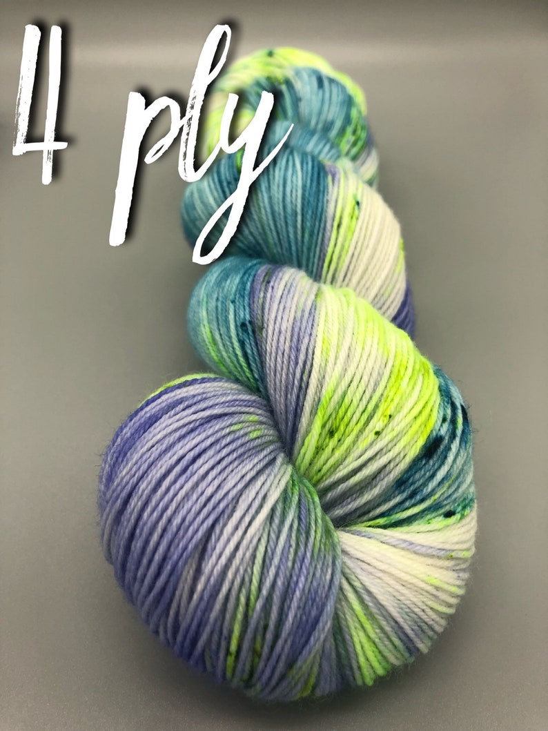 Hand Dyed Yarn Superwash Merino Wool Blue Purple Green - Etsy
