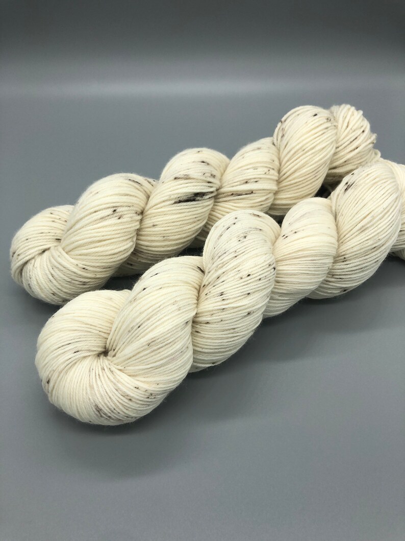 Hand Dyed Yarn Superwash Merino wool White Brown Speckled | Etsy