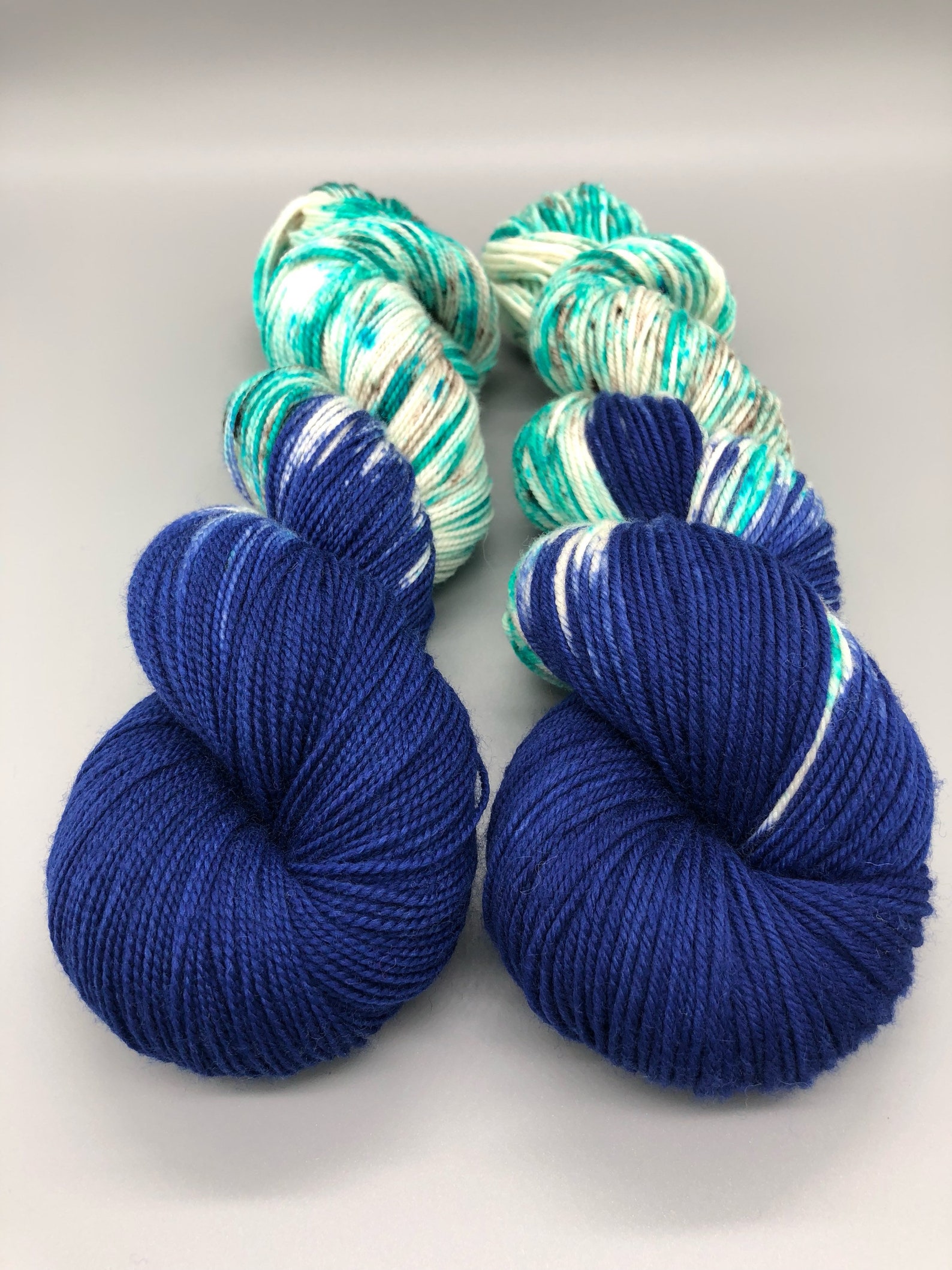Hand Dyed Yarn Superwash Merino Wool Blue Aqua Brown - Etsy