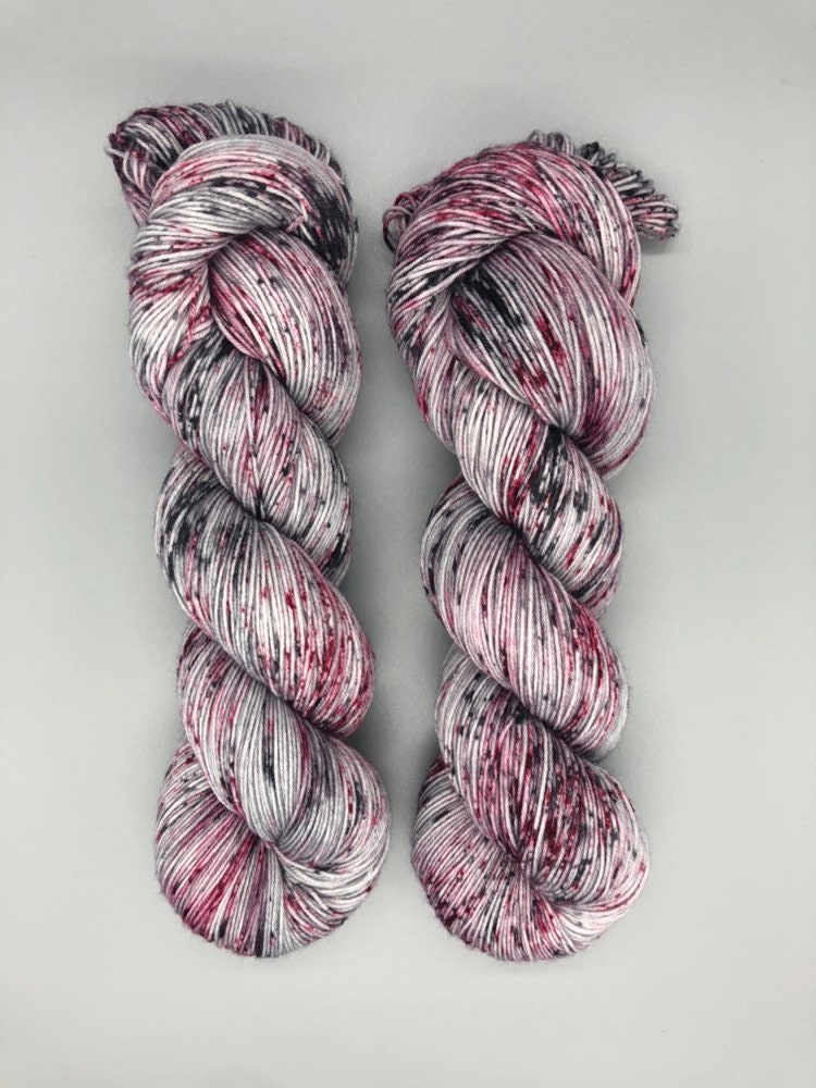 Hand Dyed Yarn Superwash Merino Wool Grey Black Red - Etsy