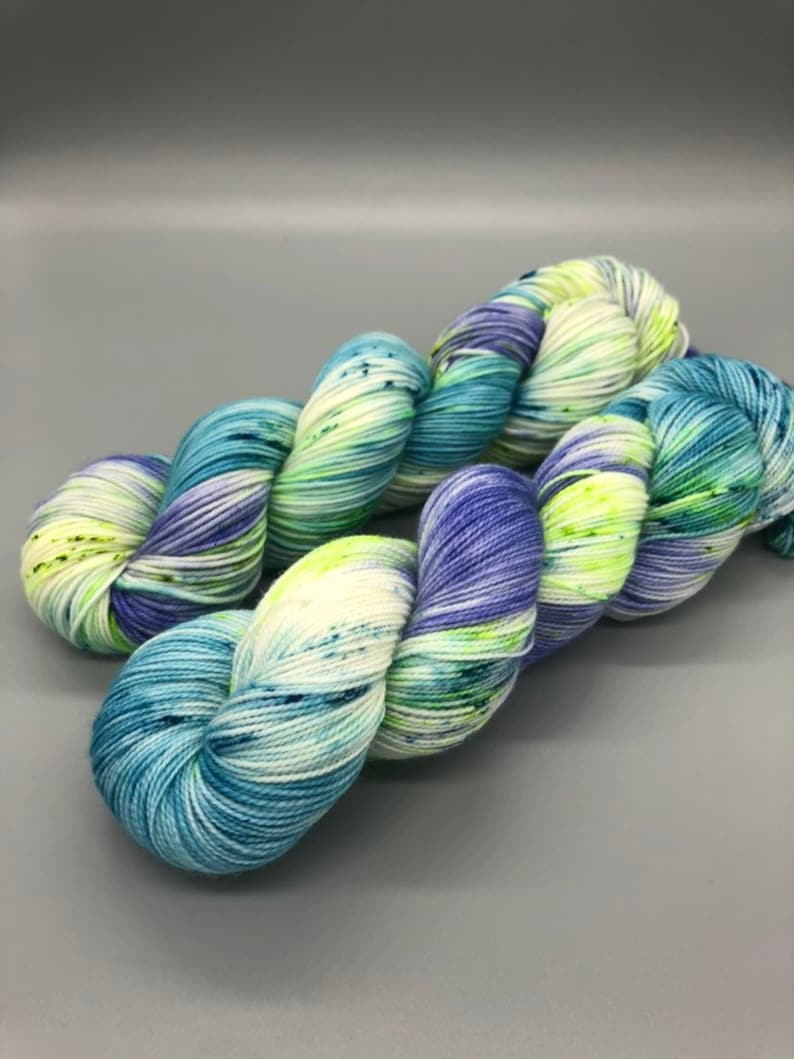 Hand Dyed Yarn Superwash Merino Wool Blue Purple Green - Etsy
