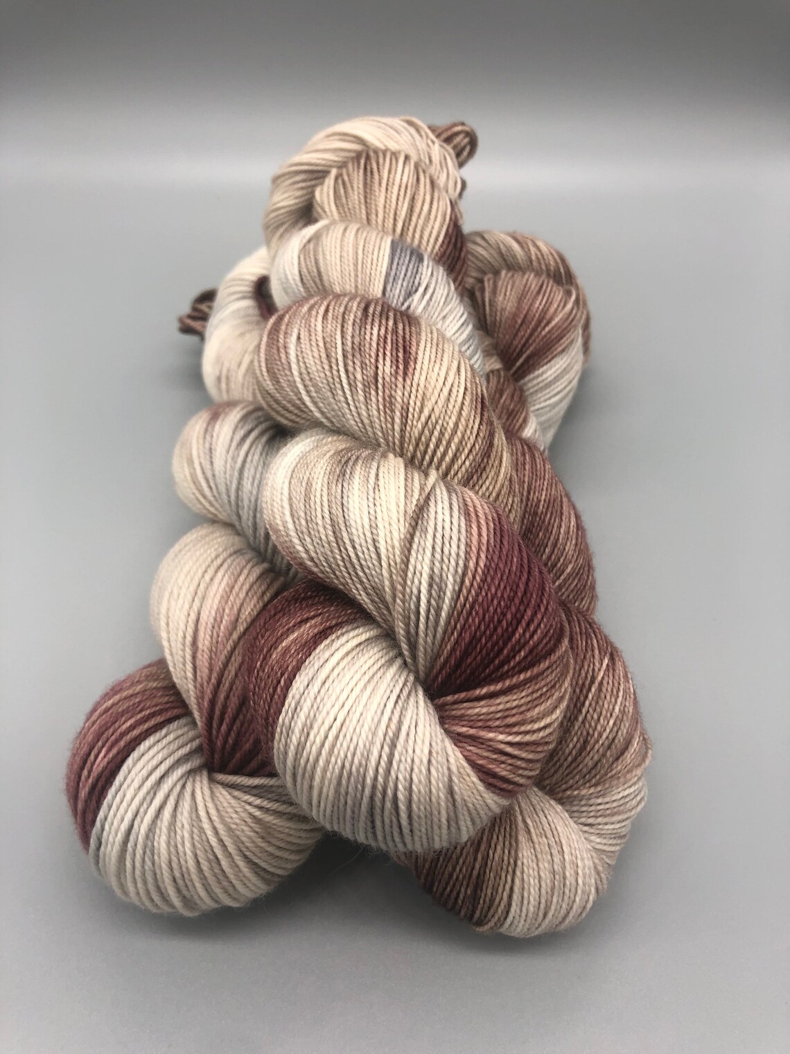 Hand Dyed Yarn Superwash Merino Wool Brown Tan Light Grey | Etsy