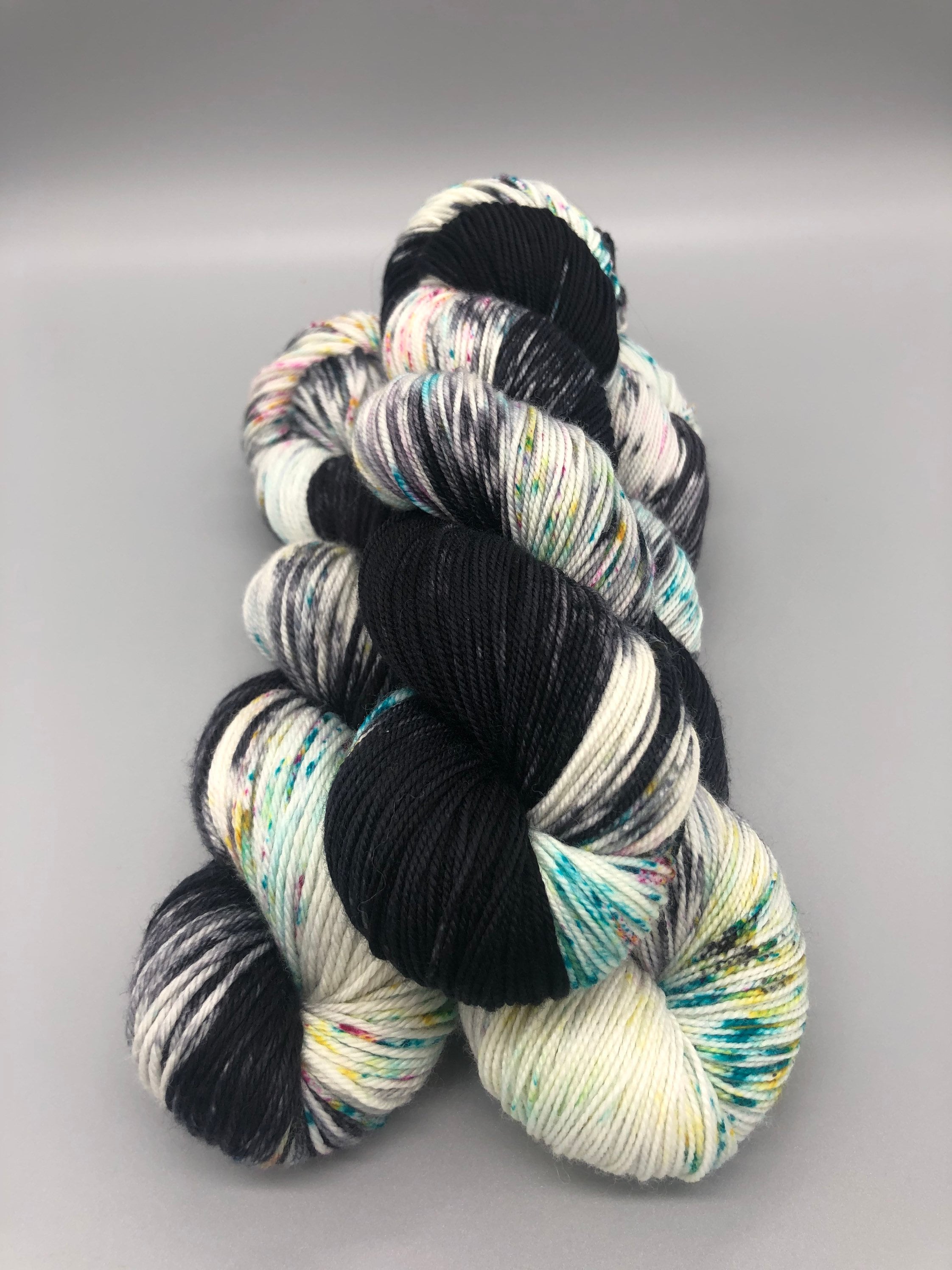 Hand Dyed Yarn Superwash Merino wool Black Pink Yellow | Etsy