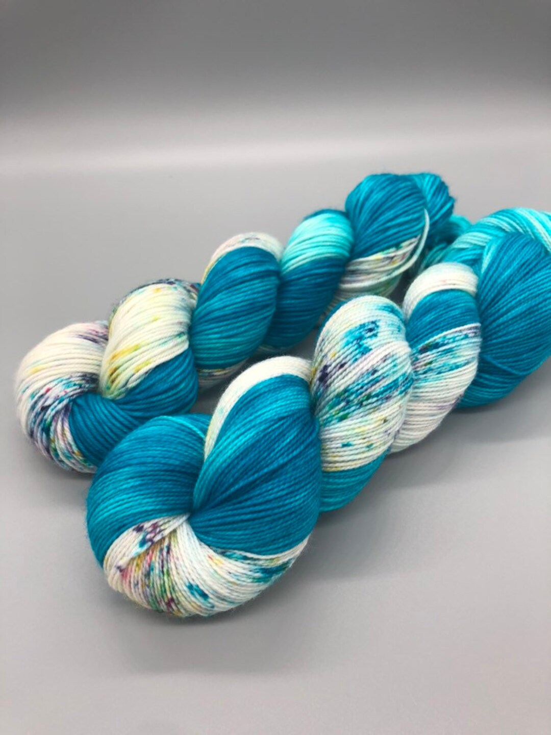 Hand Dyed Yarn Superwash Merino Wool Blue Speckled Yarn - Etsy