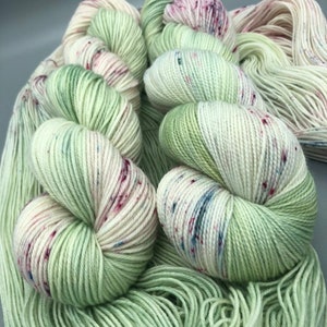 Hand Dyed Yarn, Superwash Merino Wool, Pastel Green, White, Blue, Pink ...