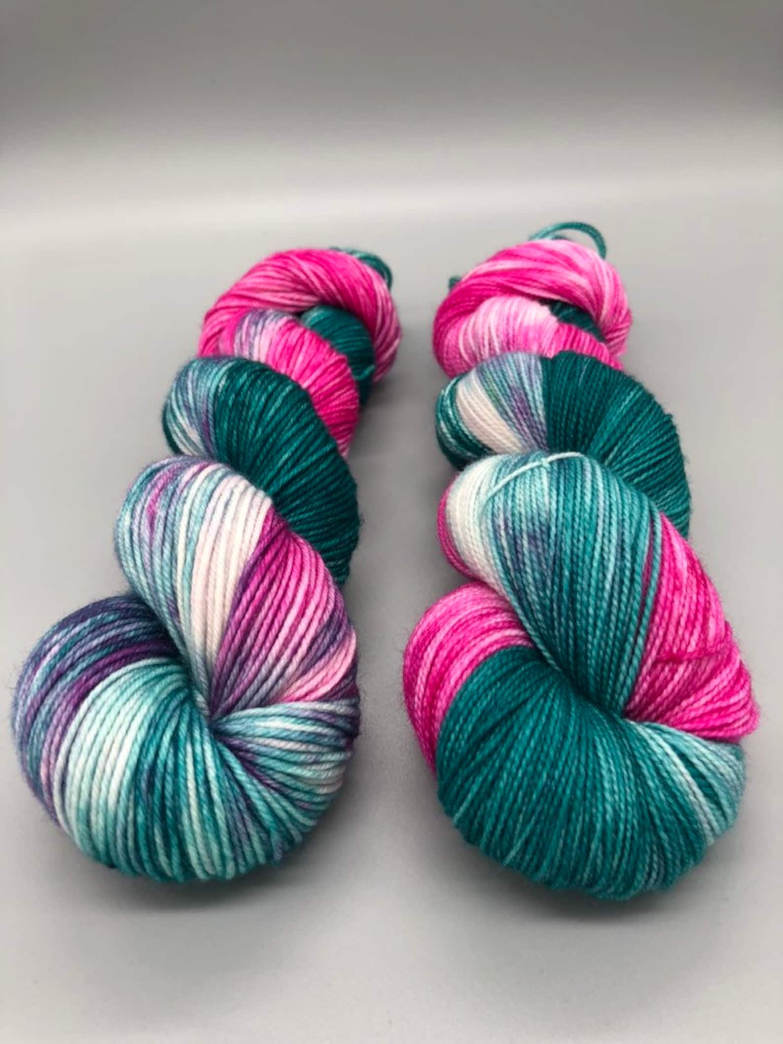 Hand Dyed Yarn Superwash Merino Wool Pink Teal Variegated | Etsy