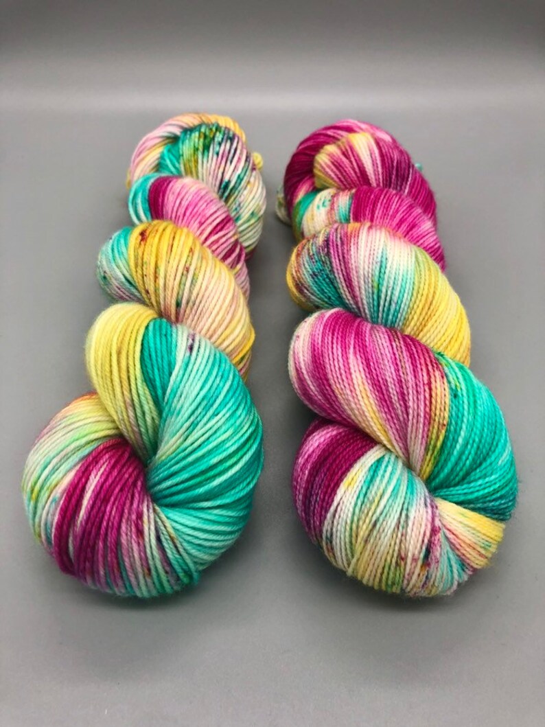 Hand Dyed Yarn Superwash Merino Wool Aqua Pink Yellow | Etsy